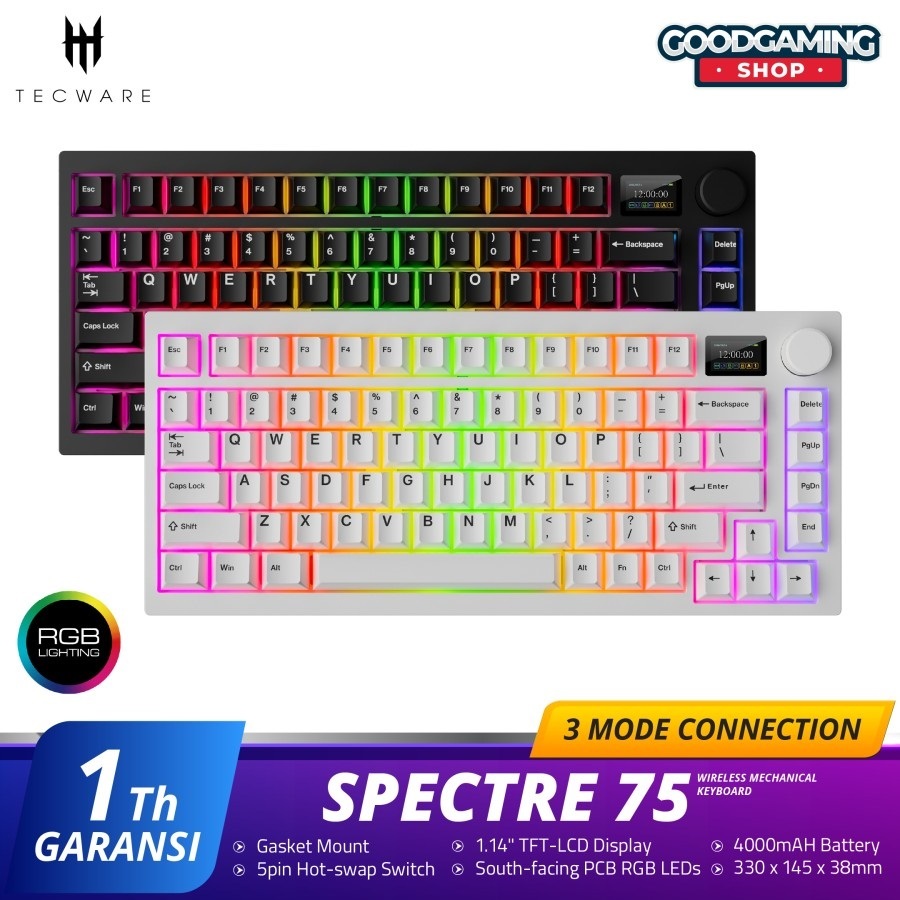 Jual TECWARE SPECTRE 75 3-Mode gasket mounted wireless gaming keyboard ...