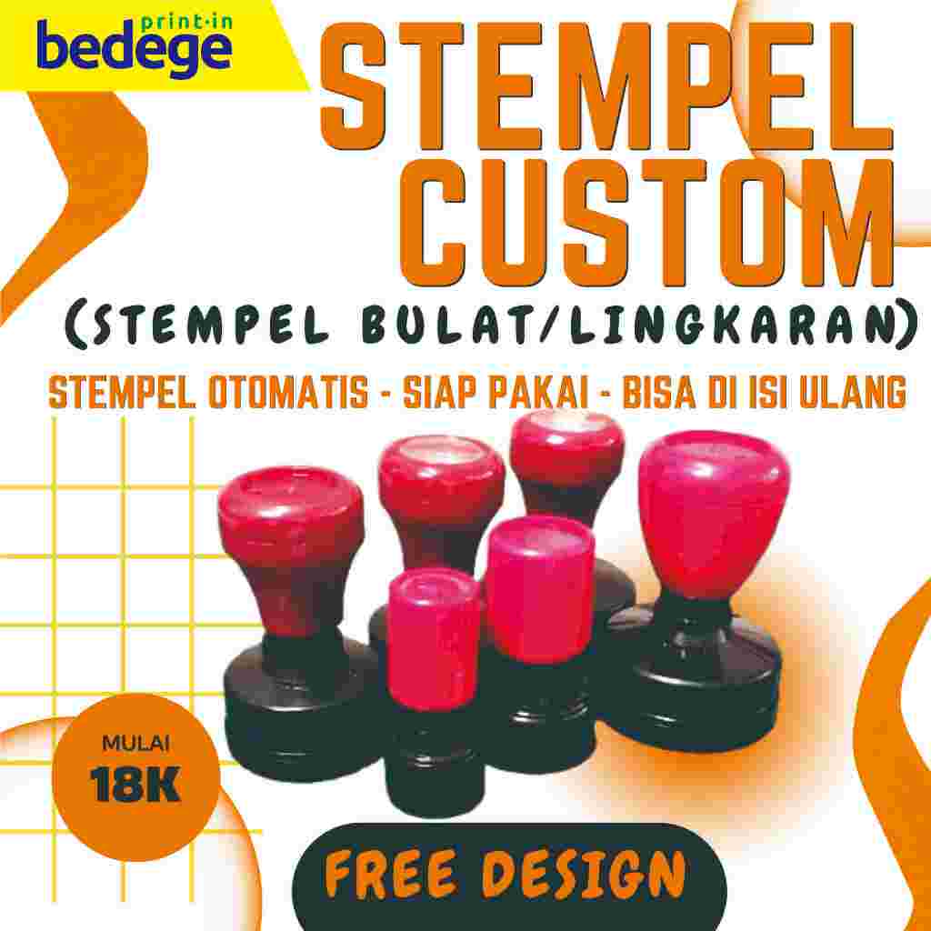Jual Stempel Custom Bulat/Lingkaran FREE DESIGN Stempel Flash, Stempel ...