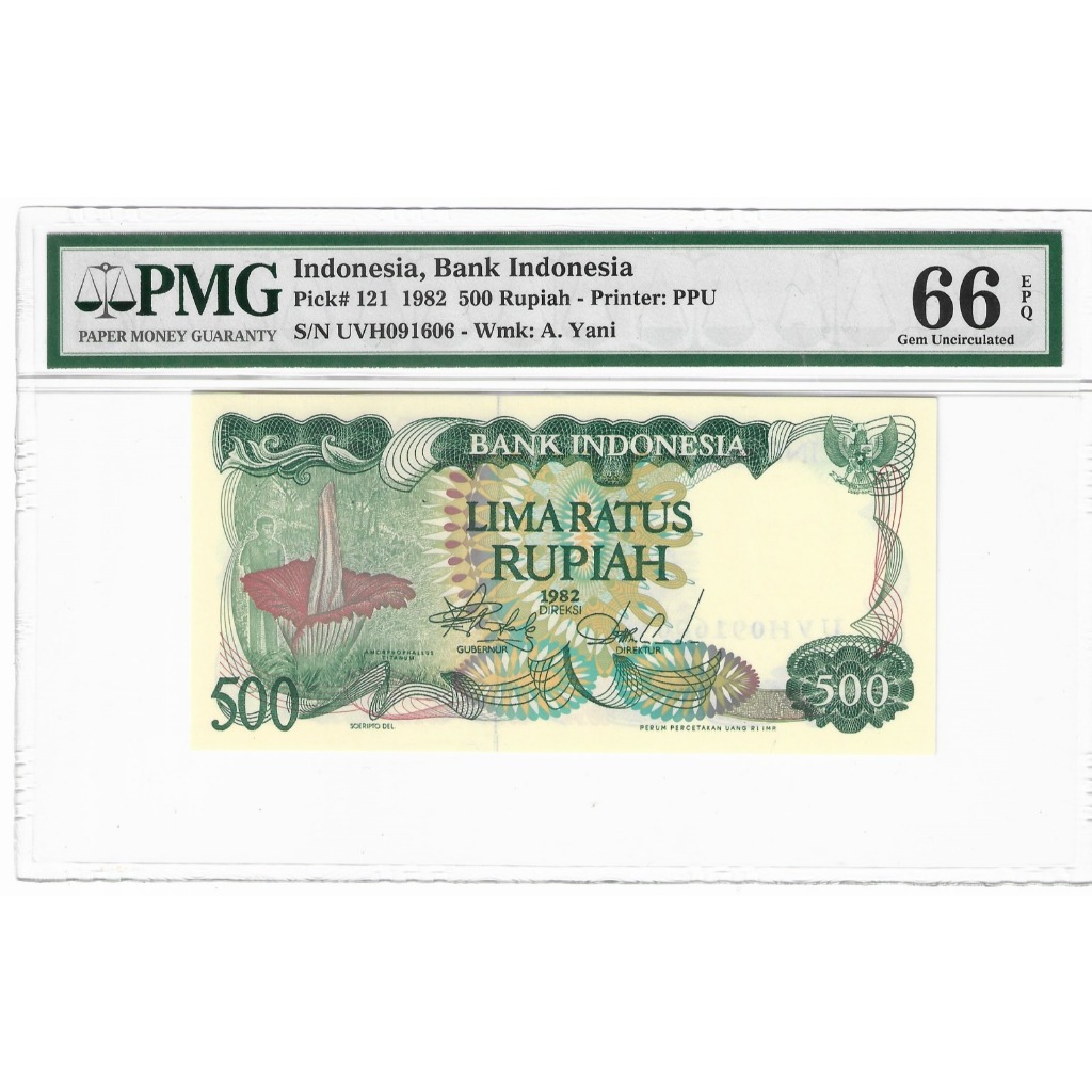 Jual Uang Kuno 500 Rupiah Bunga Bangkai PMG 66 EPQ | Shopee Indonesia