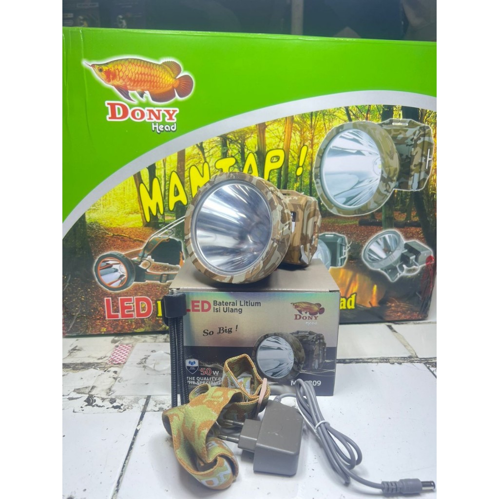 Jual Senter kepala Charge DONY MS 309 Besar Ring 100 Real 50Watt Jarak ...