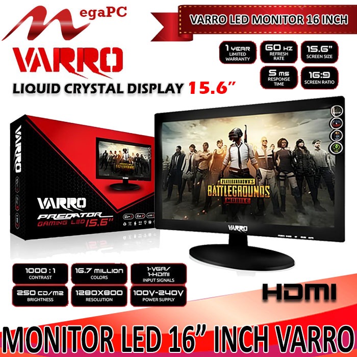 Jual Monitor LED Varro 16 Inch VGA + HDMI LED HD Monitor | Shopee Indonesia