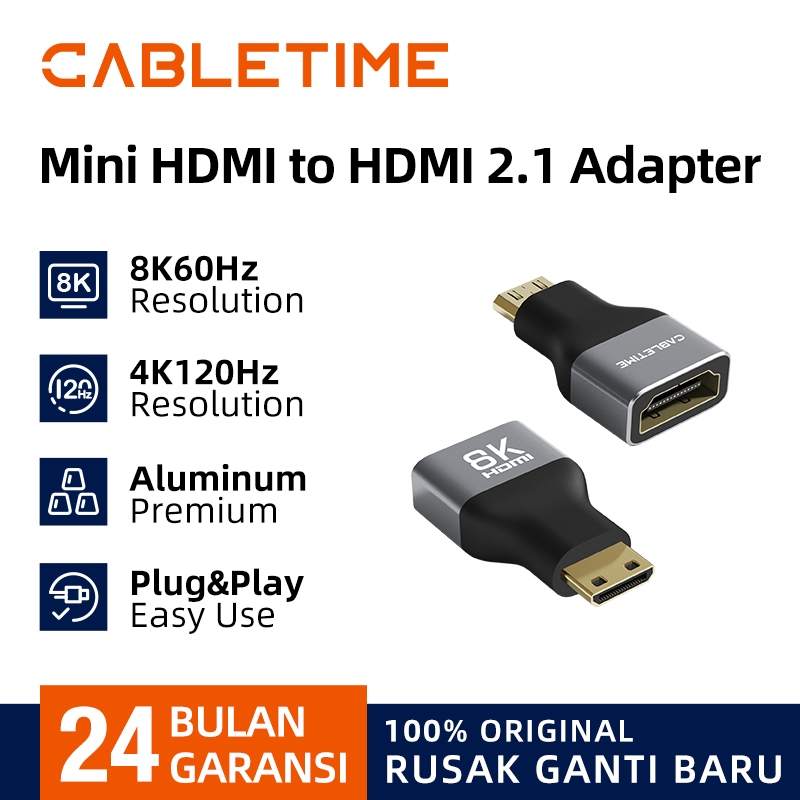 Jual CABLETIME Adapter HDMI To HDMI Mini Type C & Micro HDMI Type D 8K ...