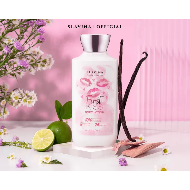 Jual SLAVINA Body Lotion First Kiss Niacinamide Serum Burst Glutathione Memutihkan Kulit Wangi ...