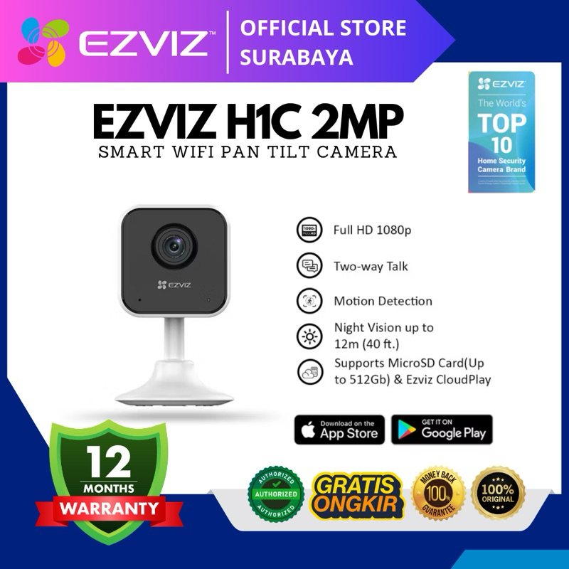 Jual Ezviz H1C Smart Home Camera Wifi IP Camera Indoor CCTV Type C ...