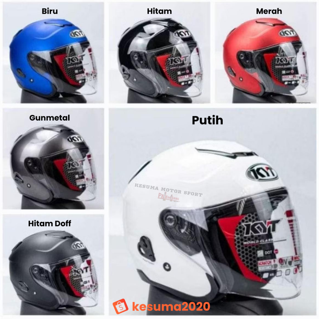 Jual Helm KYT Half Face Kyoto Solid/Polos Original 100% Sertifikasi SNI ...