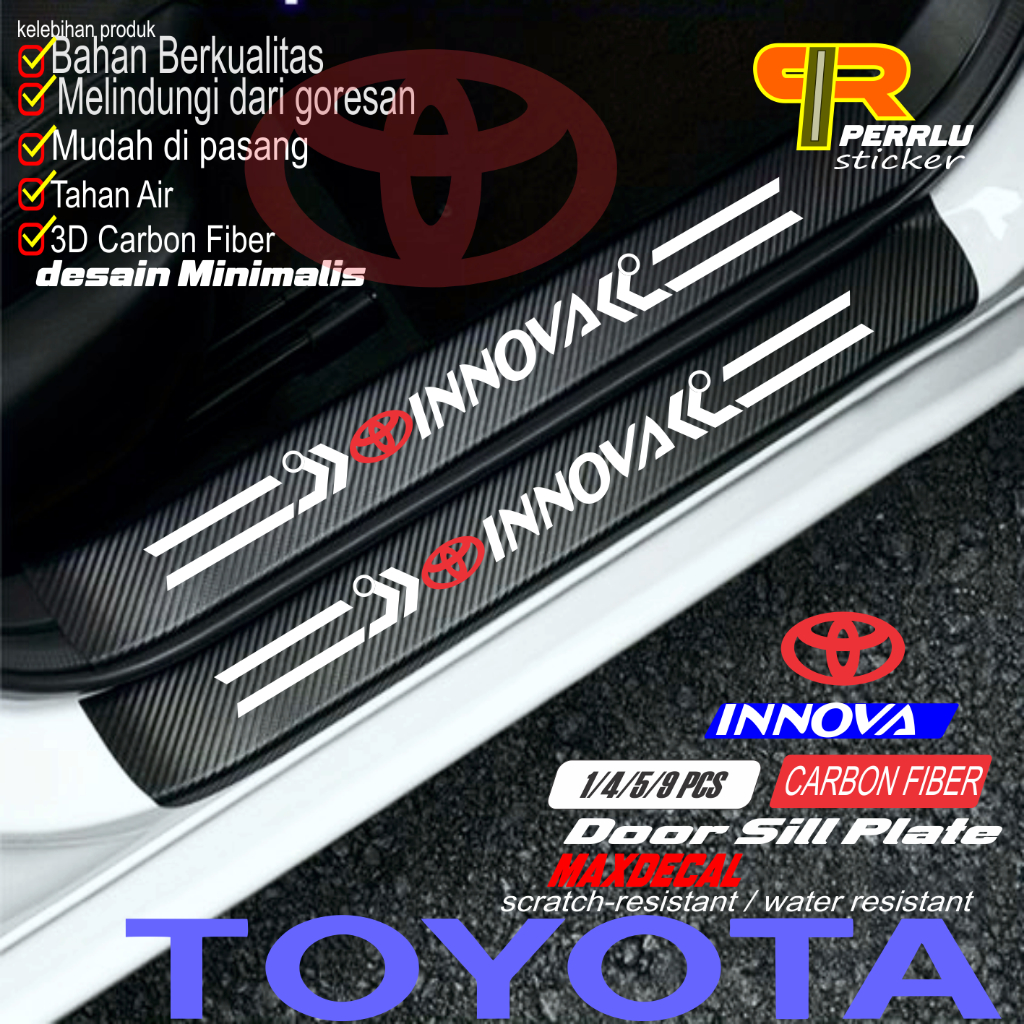 Jual Pcs Stiker 3D Door Sill Plate Guard Toyota INNOVA Stiker Pelindung ...