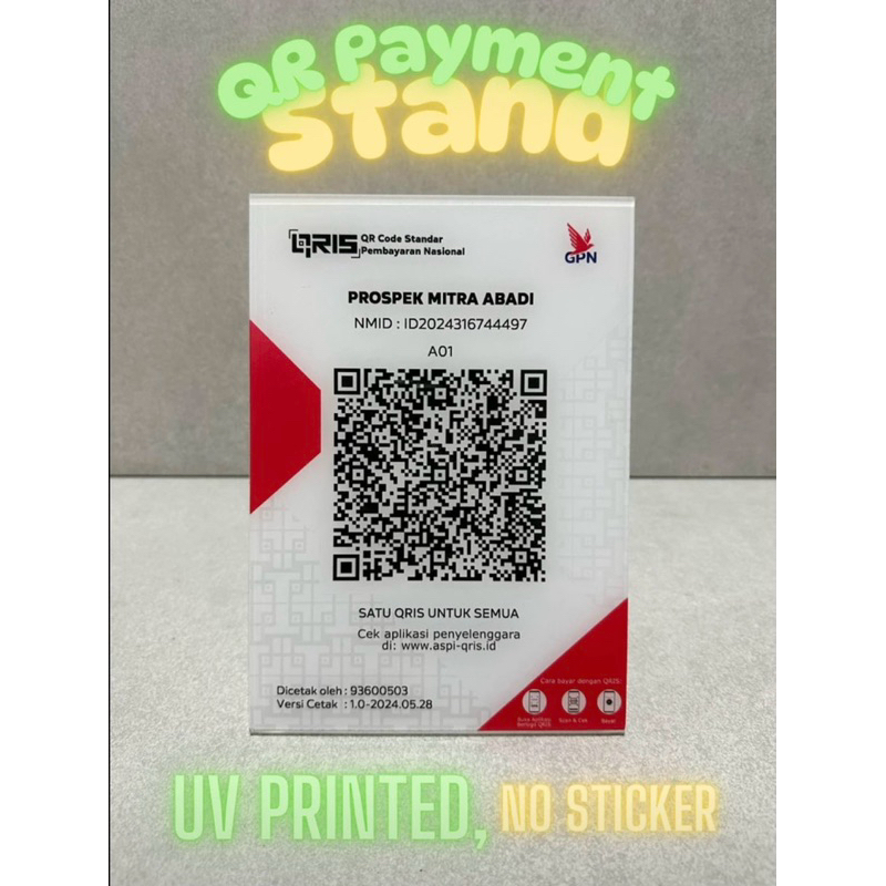 Jual QRIS Payment Stand / Akrilik QRIS QR Stand Custom (UV Print bukan ...