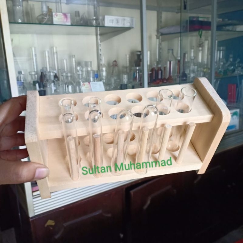 Jual Rak Tabung Reaksi Kayu Laboratorium 12 Hole | Shopee Indonesia