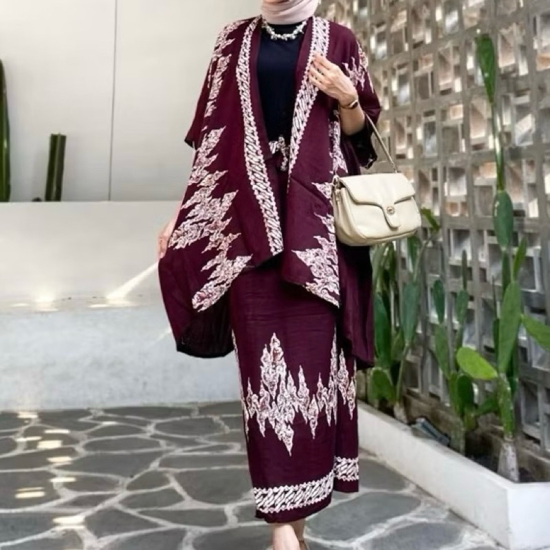 Jual Batik One Set Outer Rok Lilit Baju Oversize Simpe Wisuda Modern ...