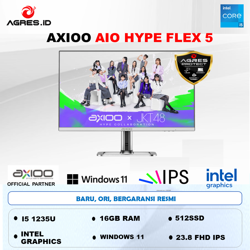 Jual AXIOO PC ALL IN ONE HYPE FLEX 5 I5 1235 16GB 512GB W11+OFFICE 23.8FHD IPS WHT GARANSI RESMI ...