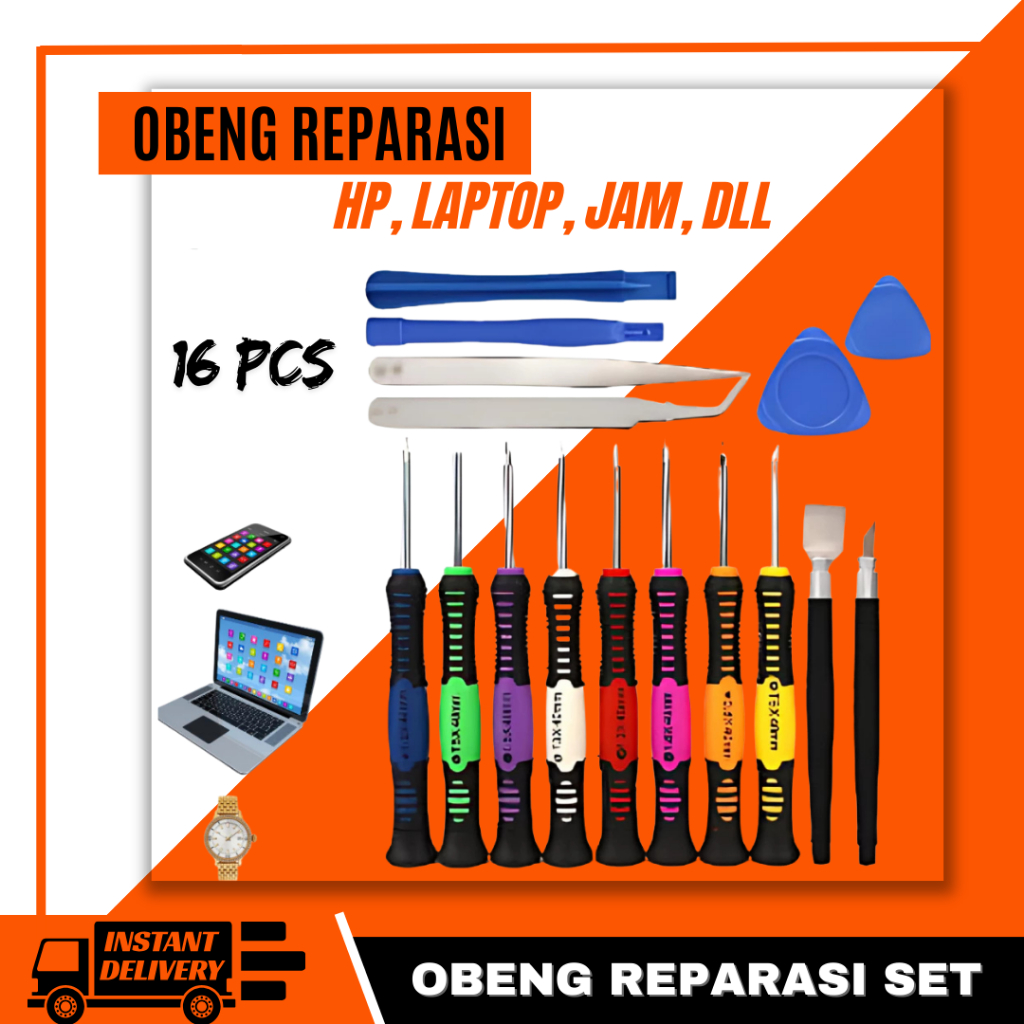 Jual Obeng Reparasi 12 in 1 Bit Kit Obeng Service Elektronik Jam HP PC ...