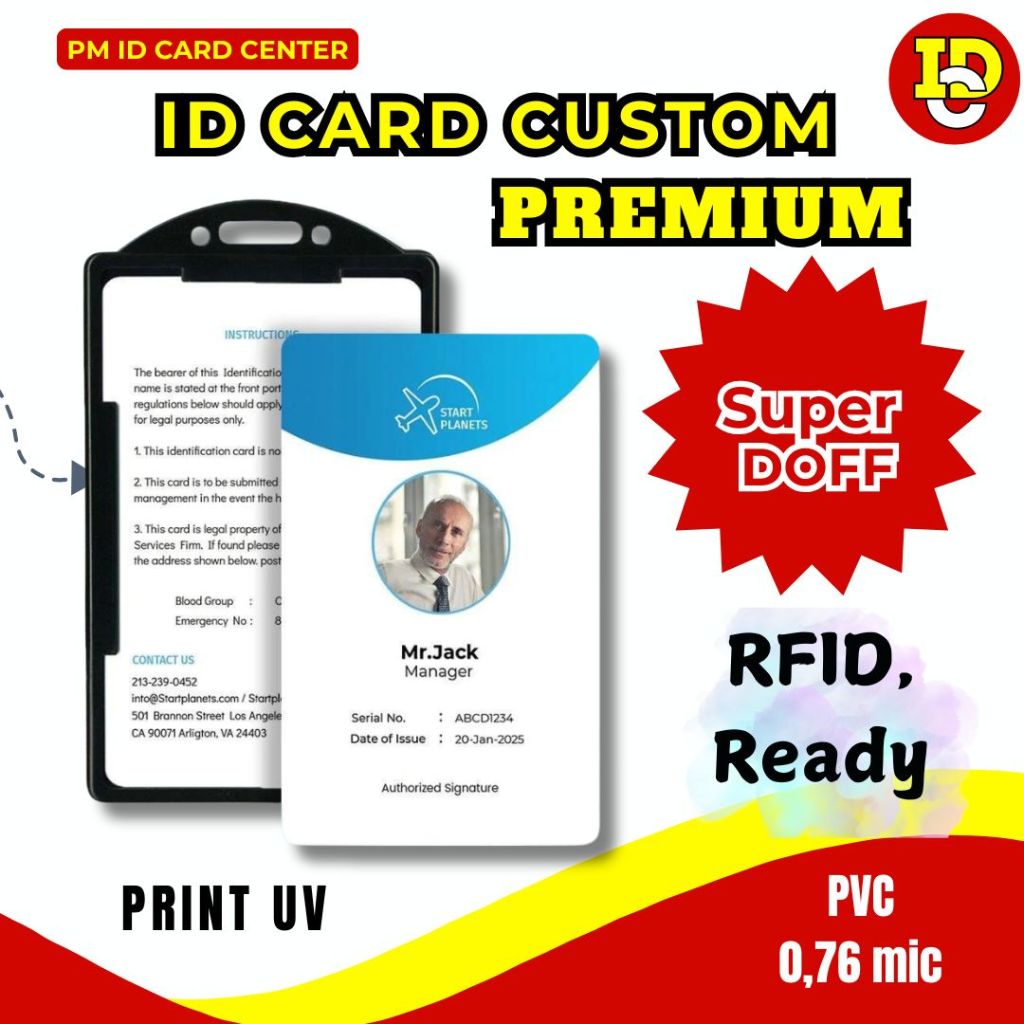 Jual Cetak ID Card Custom bahan PVC RFID NFC Card ready Print UV Name ...