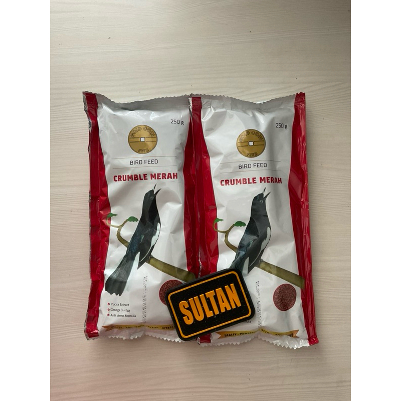 Jual gold coin crumble merah 250 gr pakan vier burung murai kacer jalak ...