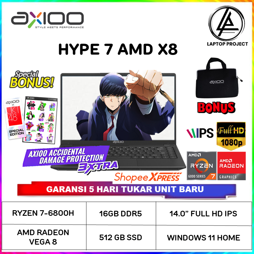 Jual Laptop Axioo Hype 7 AMD X8 Ryzen 7 6800H 16GB DDR5 512GB SSD 14 ...