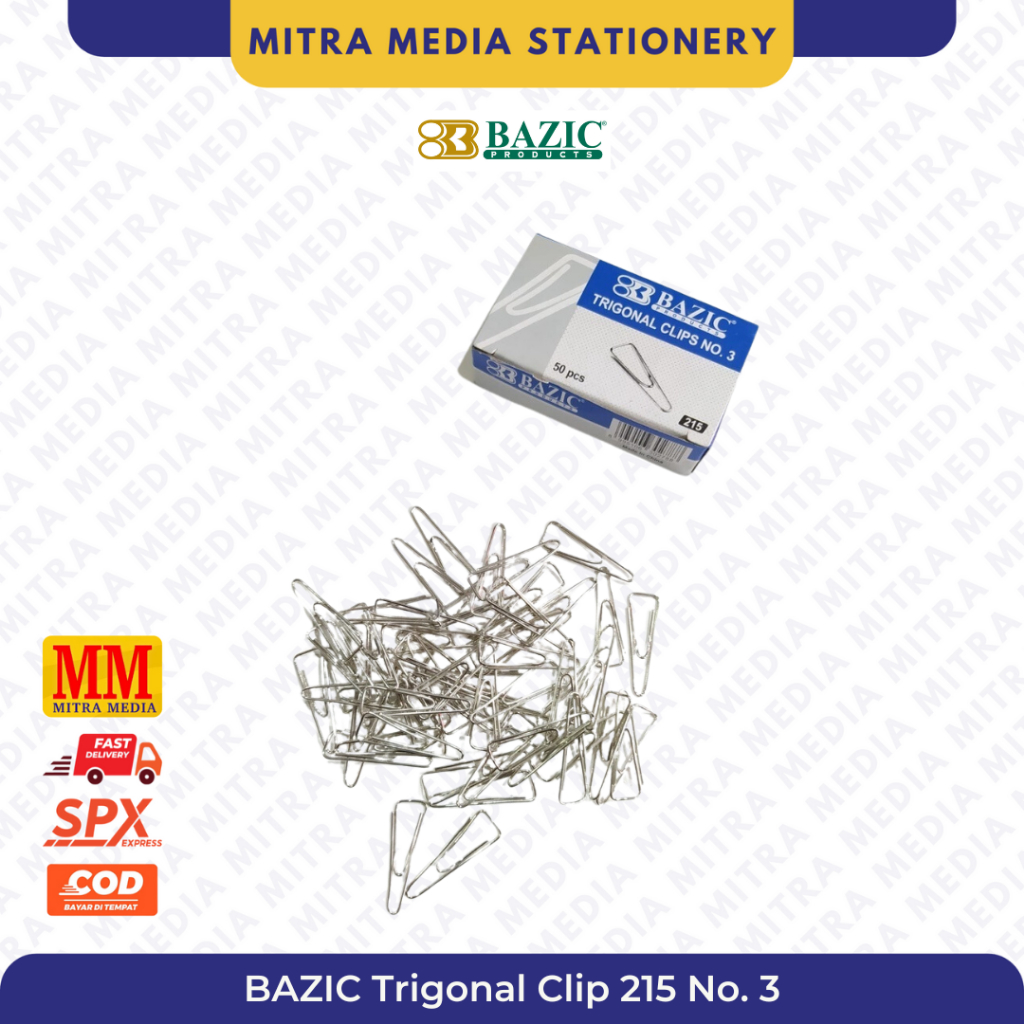 Jual PAPER CLIP NO 3 BAZIC 215 KLIP KERTAS KECIL SEGITIGA TRIGONAL CLIP ...