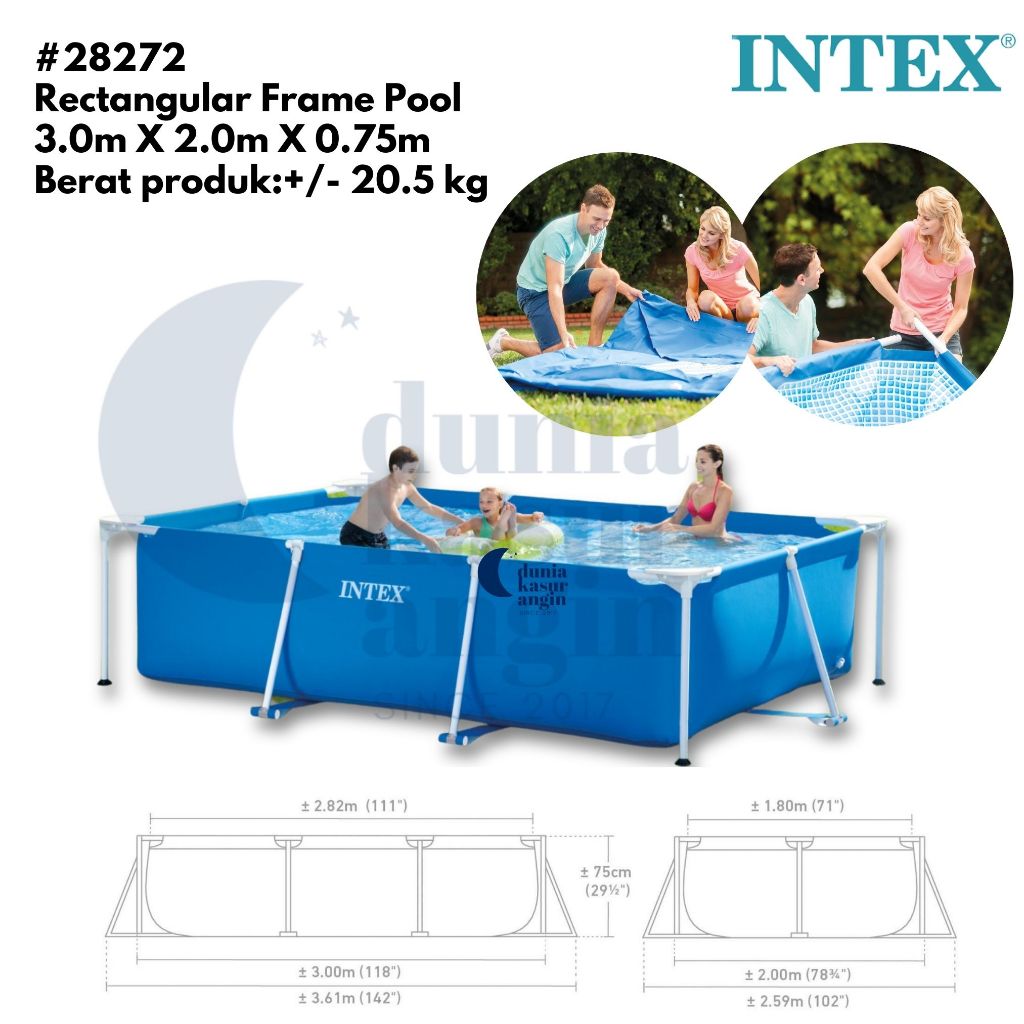 Jual DuniaKasurAngin - Intex 28272 Kolam Keluarga Rectangular Frame ...