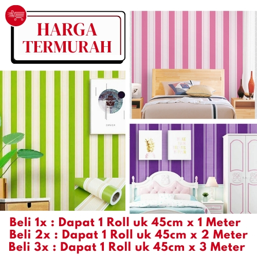 Jual Wallpaper Stiker Ruang Tamu Minimalis Motif Salur Hijau Wallpaper Dinding Kamar Tidur Salur ...