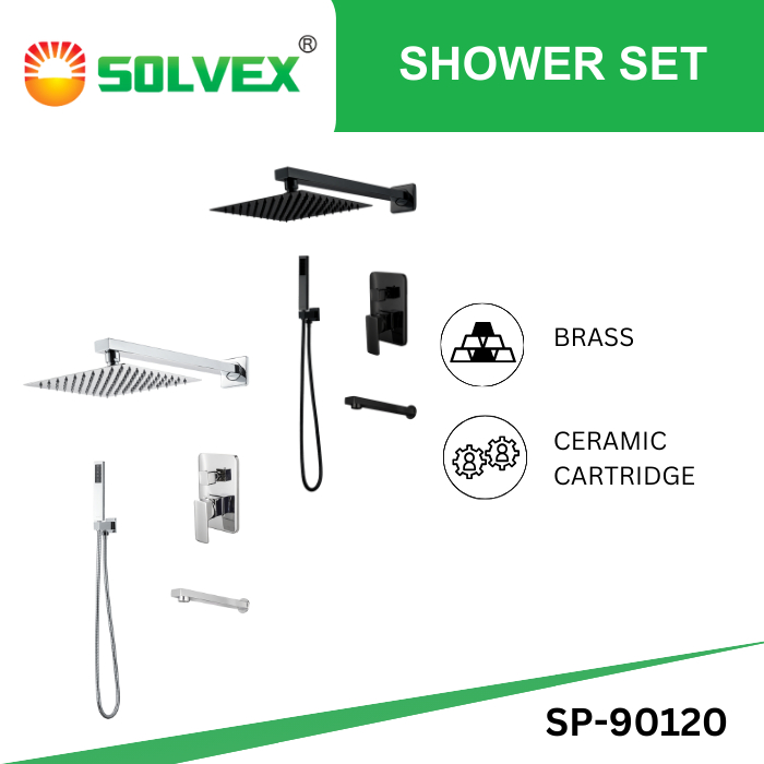 Jual SOLVEX Shower Set Tanam 3 Fungsi Wall Shower Panas Dingin 3 in 1 Stop Kran Mixer SP-90120 ...
