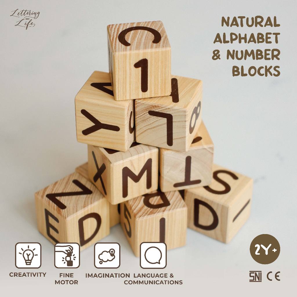 Jual Lettering and Life - Natural Uppercase Alphabet and Number Blocks ...
