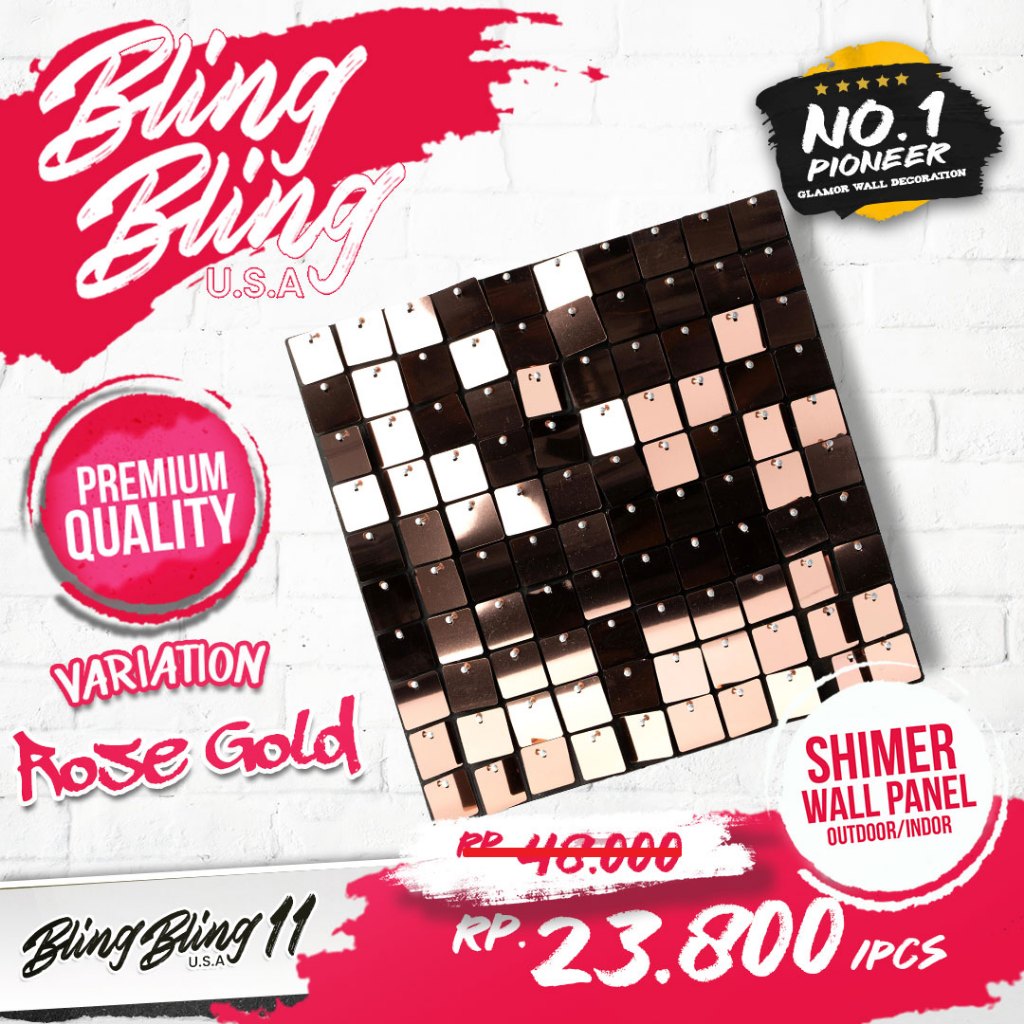Jual Dekorasi Wall Panel BLING-BLING Sequin Tile Panel/Shimmer Wall Panel Backdrop Untuk ...
