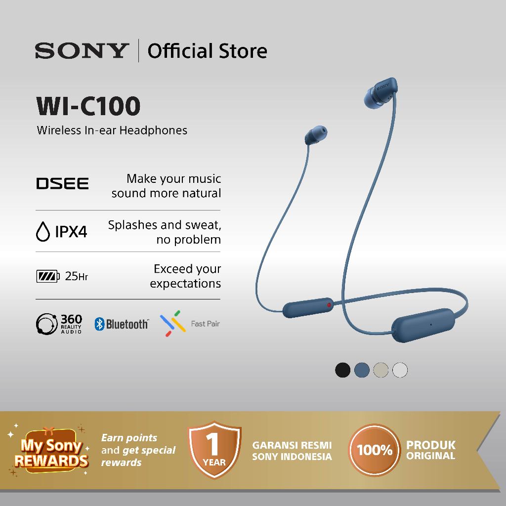 Jual SONY WI-C100 In Ear Wireless Bluetooth Headset With Microphone For ...