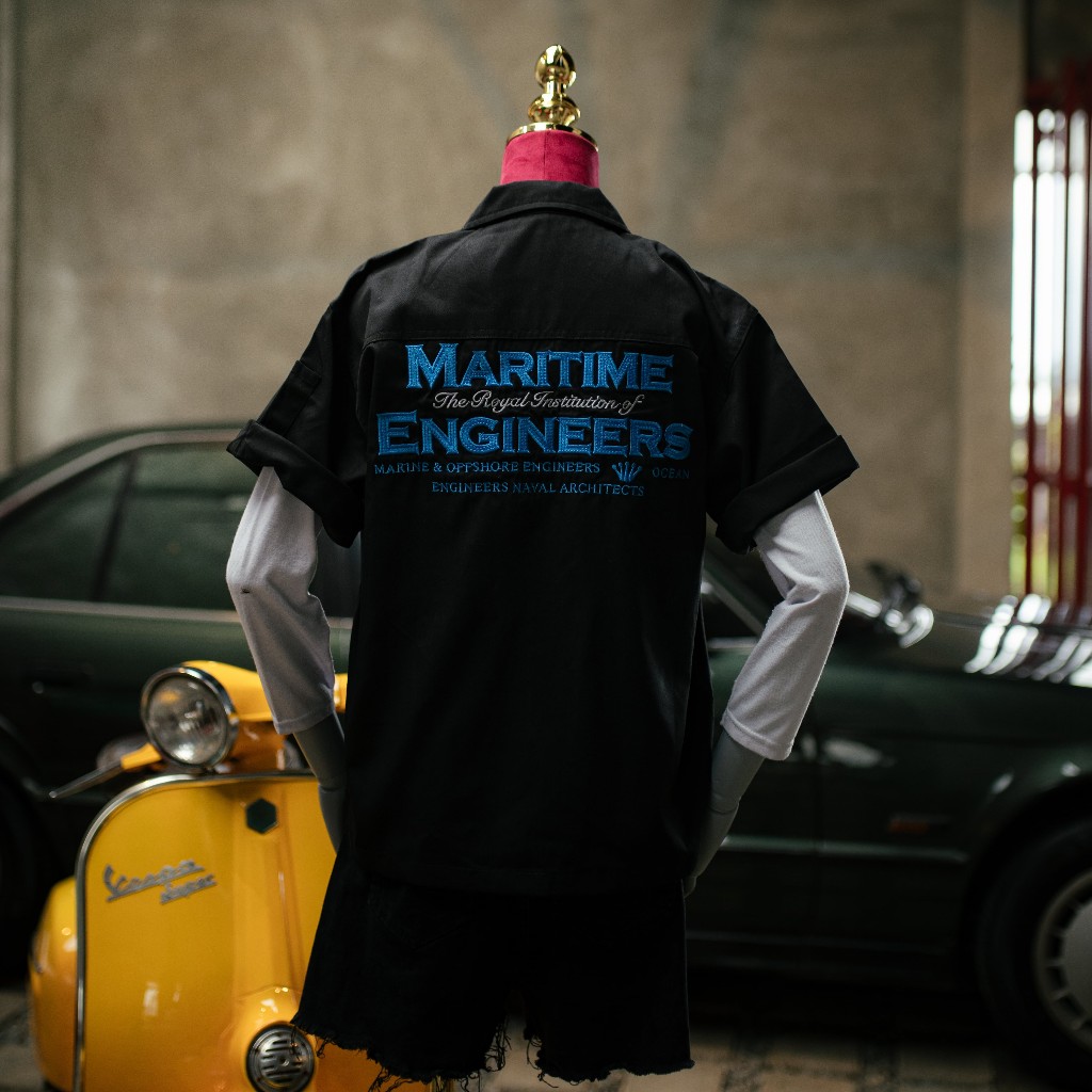 Jual Workshirt Maritime Engineers x Mine Project Hitam Pria Lengan ...
