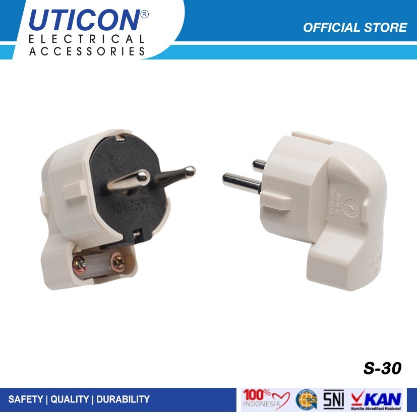 Jual UTICON Steker Arde Sambungan Colokan Listrik Tipe L Bentuk Bengkok ...