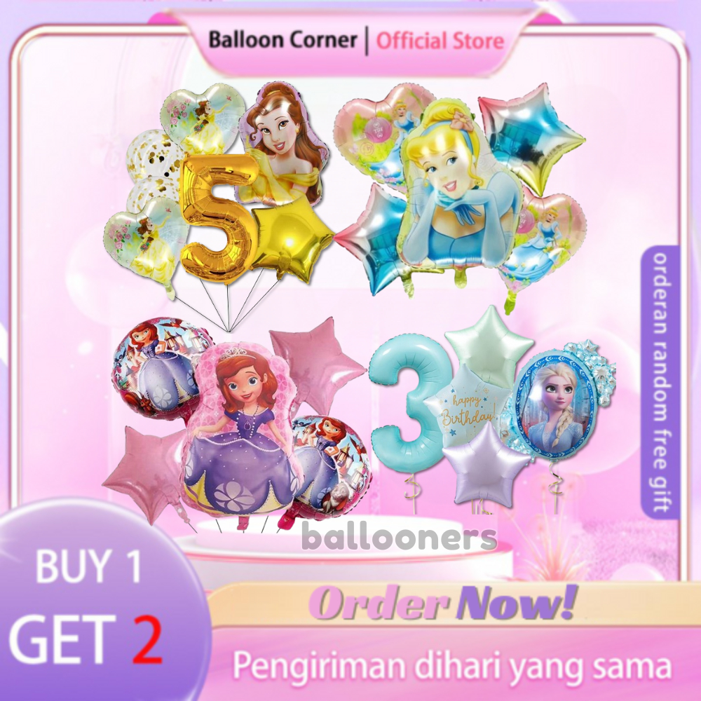 Jual Balon Foil Karakter Princess Disney Cinderella Belle Ariel Frozen ...