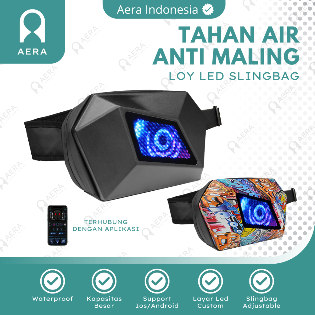 Jual Tas Loy Led Slingbag Bluetooth Waterproof | Tas Slingbag Waterproof | Loy Slingbag Led With ...