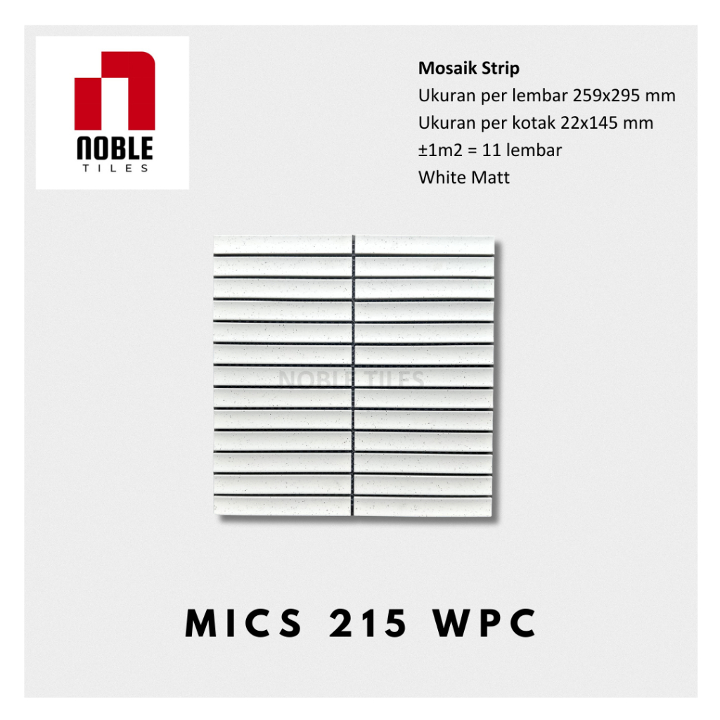 Jual Noble Tiles Mosaik Keramik Kitkat Strip Putih Matt Motif 2x15 ...