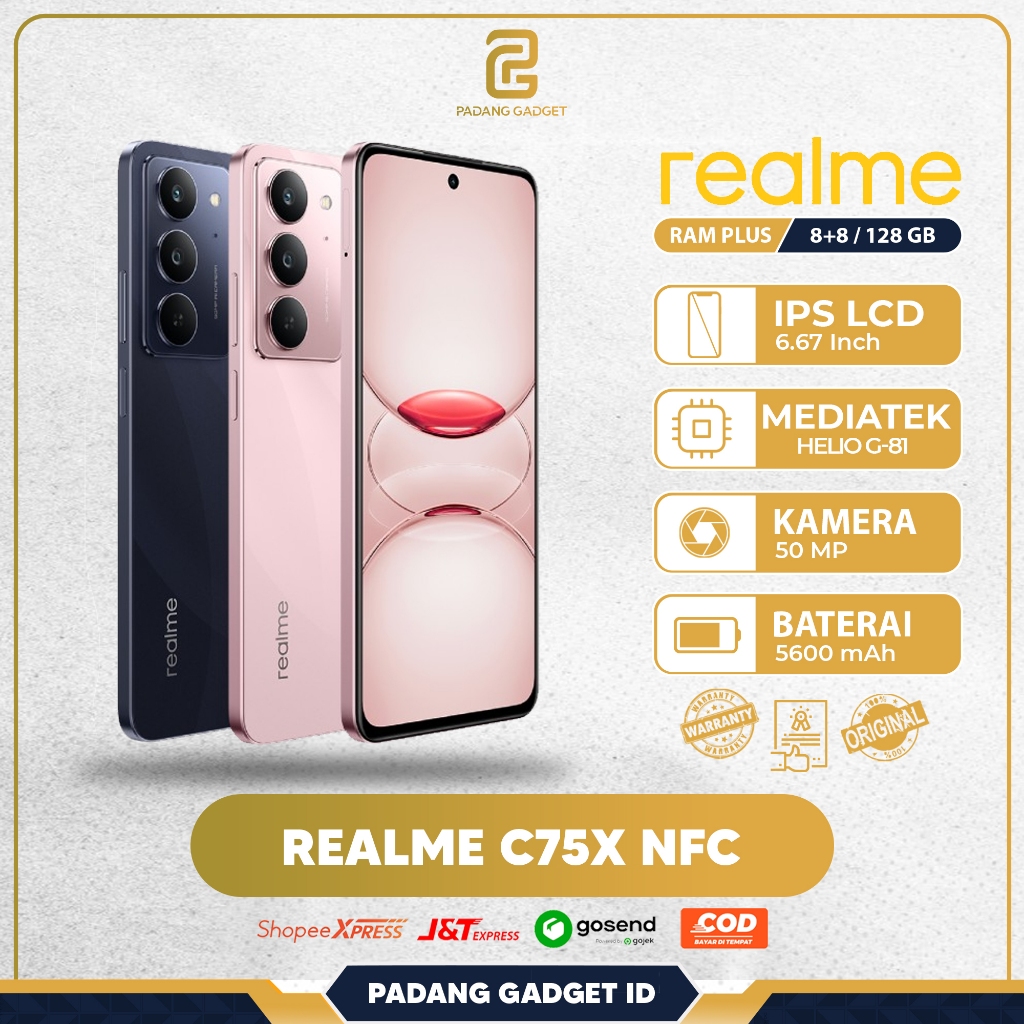 Jual Realme C75X Ram 8/128gb NFC Smartphone Android Murah Tahan Air dan Tahan Banting Garansi ...