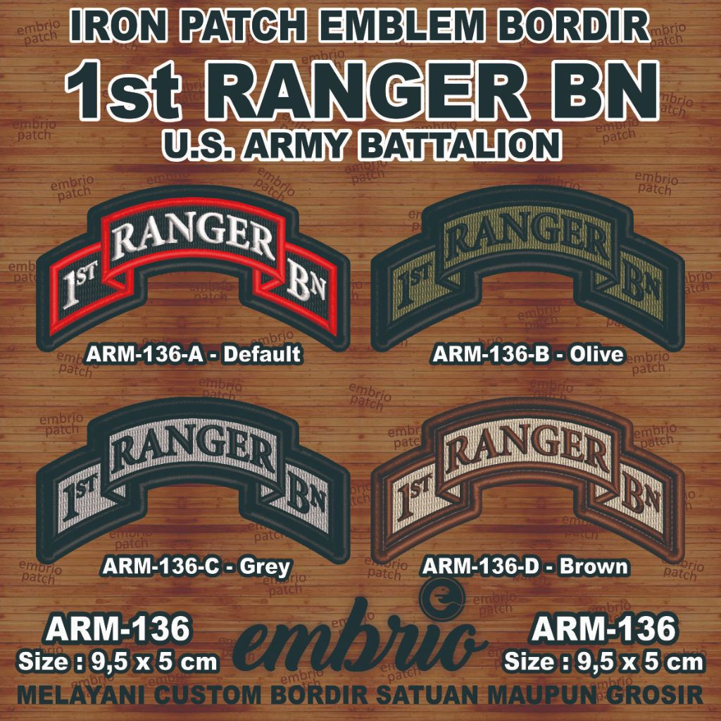 Jual ARM-136 Patch 1st RANGER BATTALION BN US Army Shoulder Sleeve ...