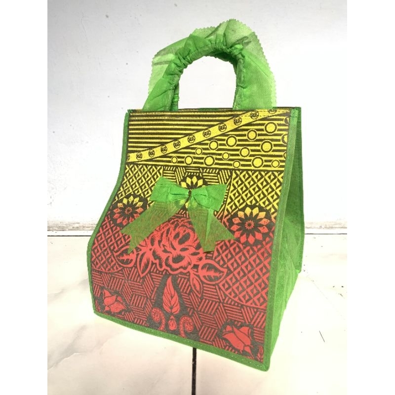 Jual (1 LUSIN = 12 PCS) TAS HAJATAN PITA RENDA ABU / TAS BERKAT / TAS NASI KOTAK / TAS BELANJA ...