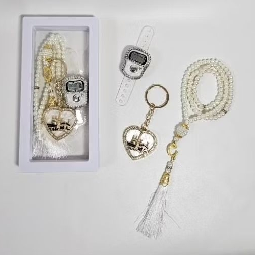 Jual Set tasbih digital kristal premium 3 in 1, Tasbih mutiara 99 butir ...