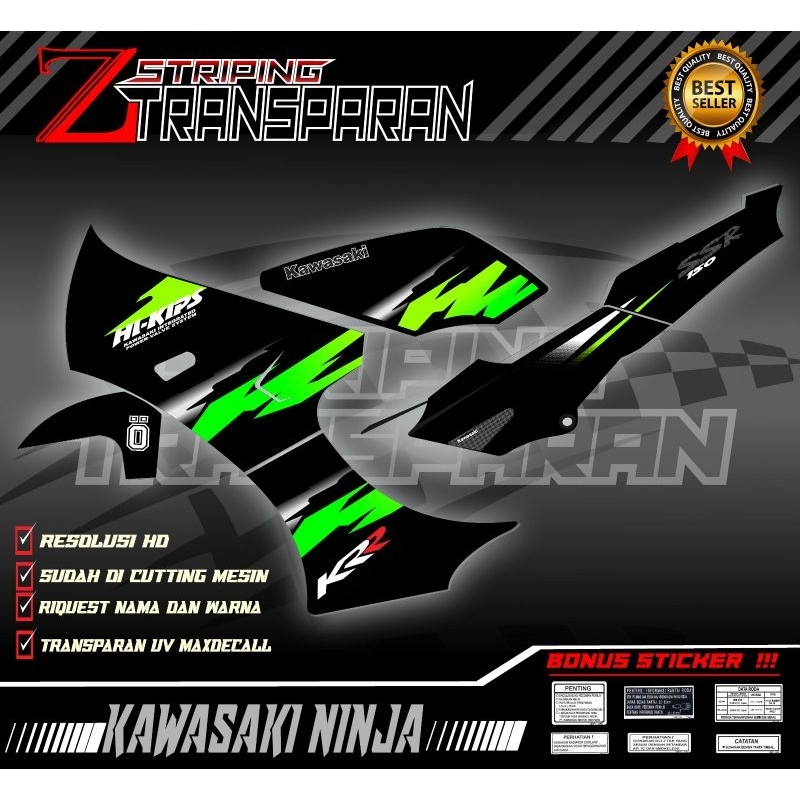Jual Striping ninja KRR SSR Hitam custom transparan UV MAXDECAL kr8 ...