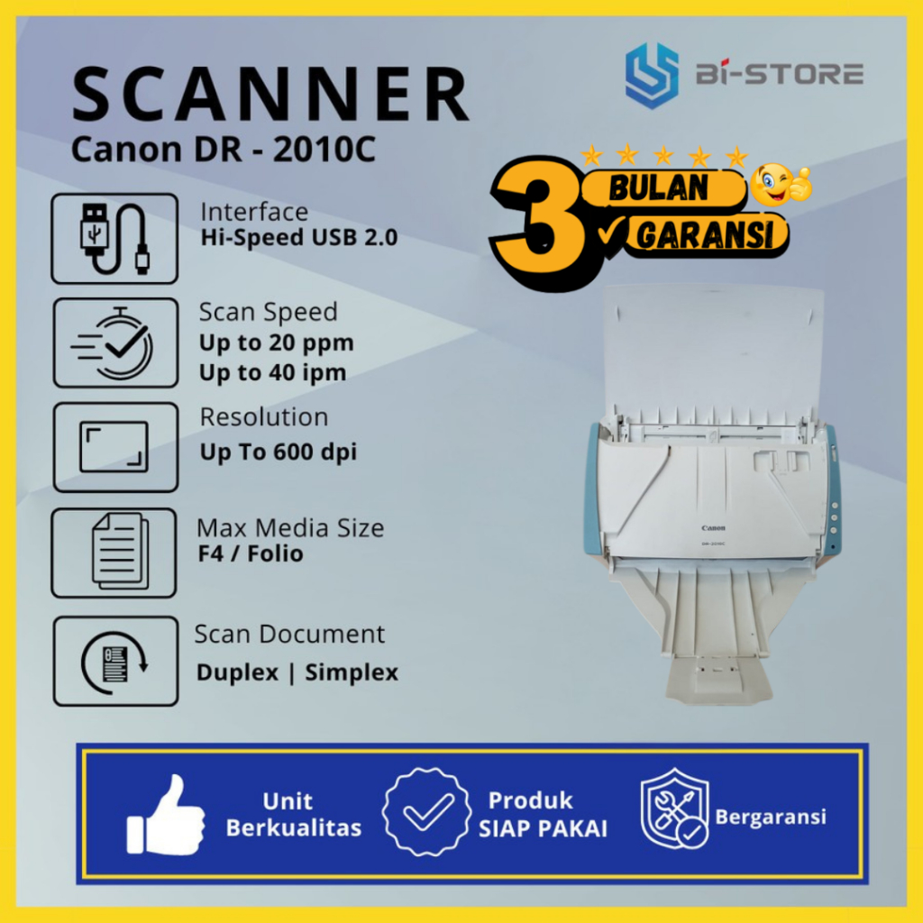Jual Scanner F4 Folio Canon Image Formula DR-2010C Bisa Scan Bolak ...