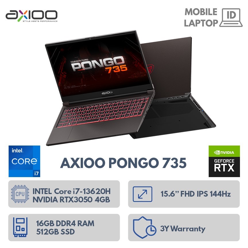 Jual Axioo Pongo 735 Core i7 13620H RTX3050 6GB Ram 16GB 512GB SSD ...