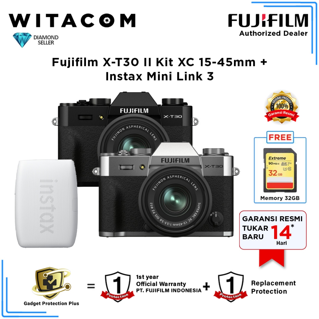 Jual Fujifilm X-T30 / XT30 Mark II Kit XC 15-45mm f/3.5-5.6 + Instax Link 3 | Shopee Indonesia