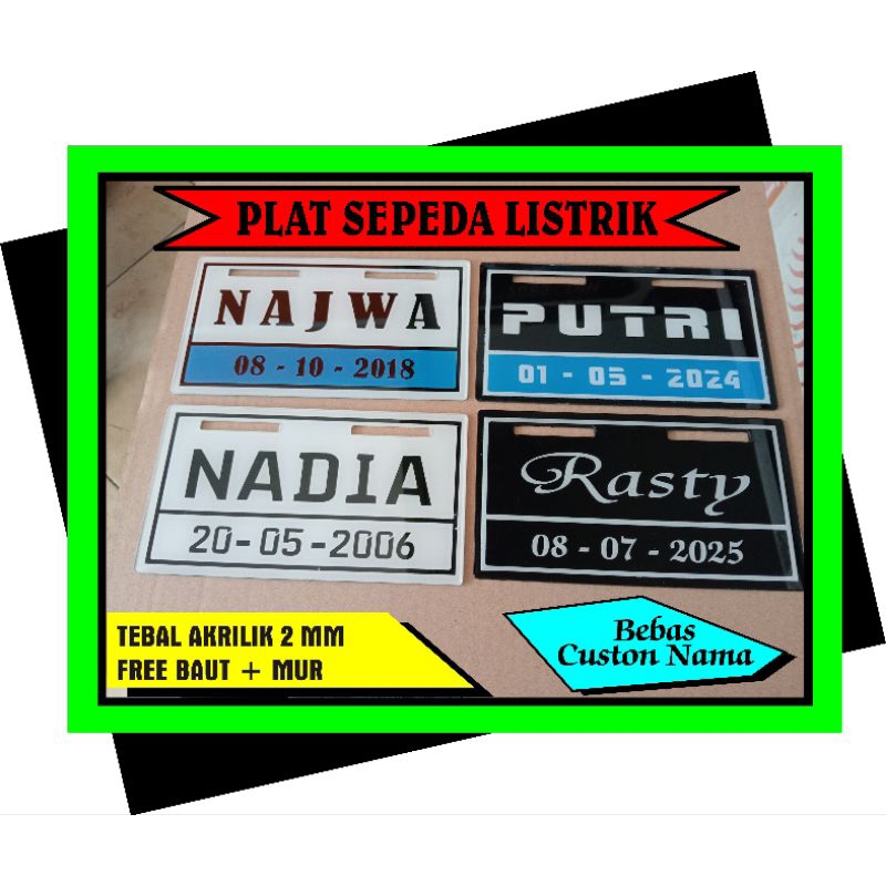 Jual PLAT NOMOR AKRILIK SEPEDA LISTRIK | Shopee Indonesia