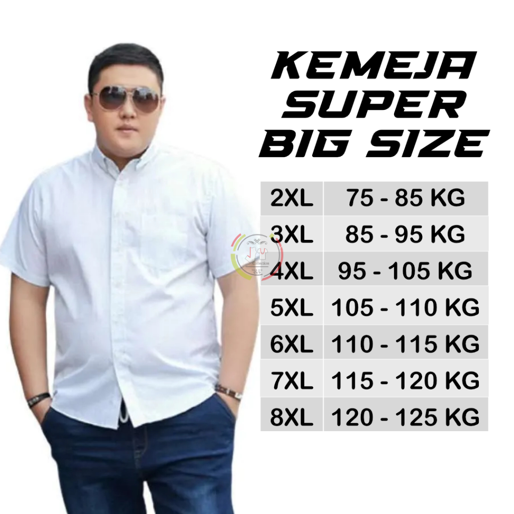 Jual Kemeja Putih Polos Pria Lengan Pendek Hem Big Size Super Jumbo Kemeja Oversize XXL Sampai ...