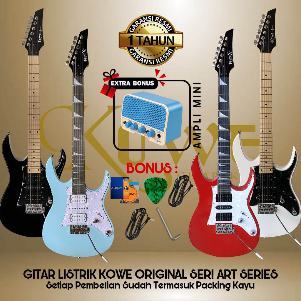 Jual Kowe Gitar Kita Elektrik Original Seri Art Series Paket Hemat ...
