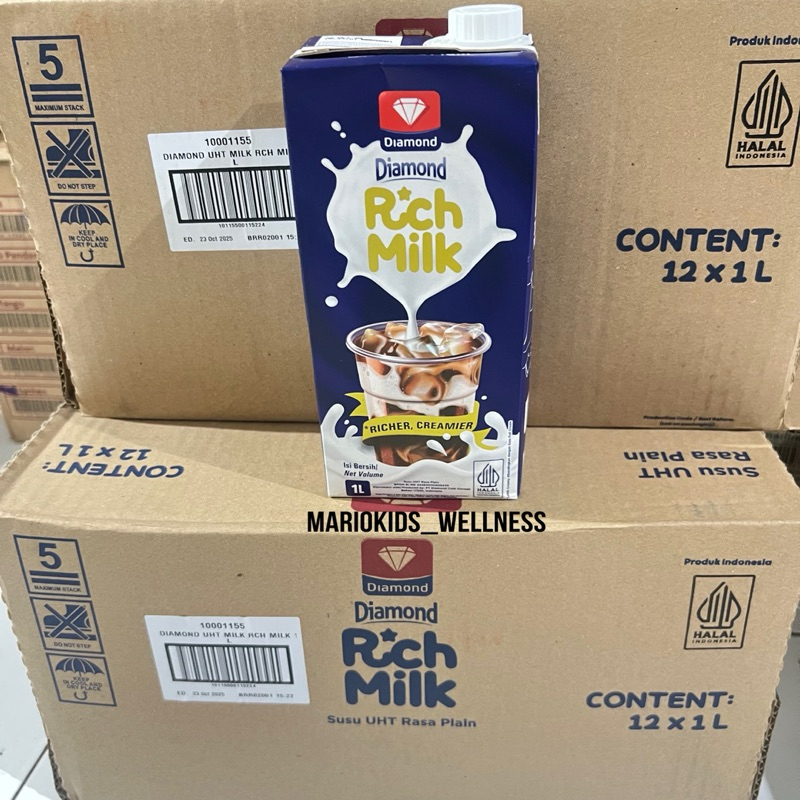Jual UHT Diamond RICH Milk R*ch Milk 1 Dus/ 1Karton 1Lx 12pcs | Shopee ...