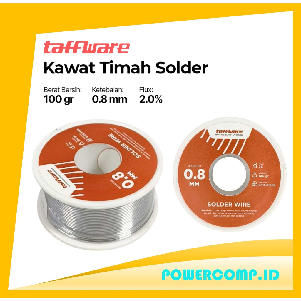 Jual Taffware Kawat Timah Tinol Solder 0.8mm 100g Solder Timah-Timbal ...