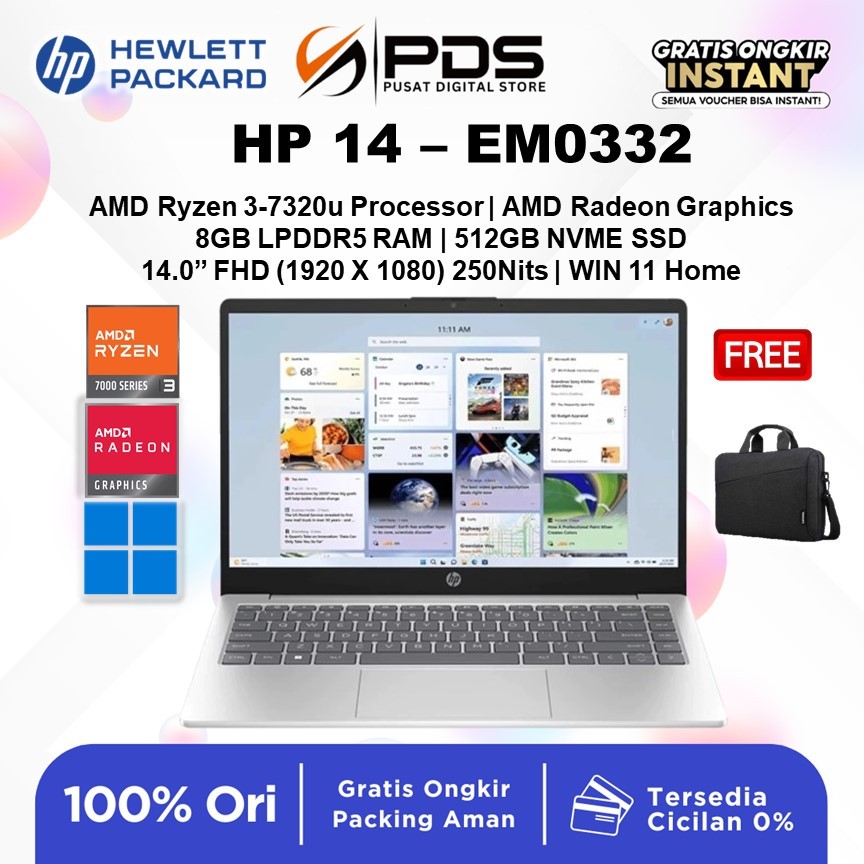 Jual HP 14 EM0332AU AMD Ryzen 3-7320u Ram 8GB SSD 512GB 14" FHD Blit ...