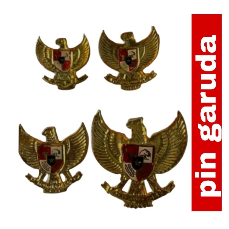 Jual ( 1 pcs ) pin garuda kuningan emas kecil besar/ pin bross peci ...