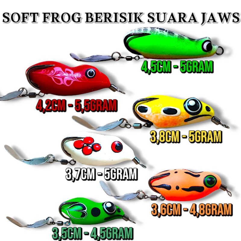 Jual SOFT FROG SUARA JAWS. SOFT FROG RASA JAWS. SOFT FROG BERISIK. UKURAN 3,5CM - 3,6CM - 3,7CM ...