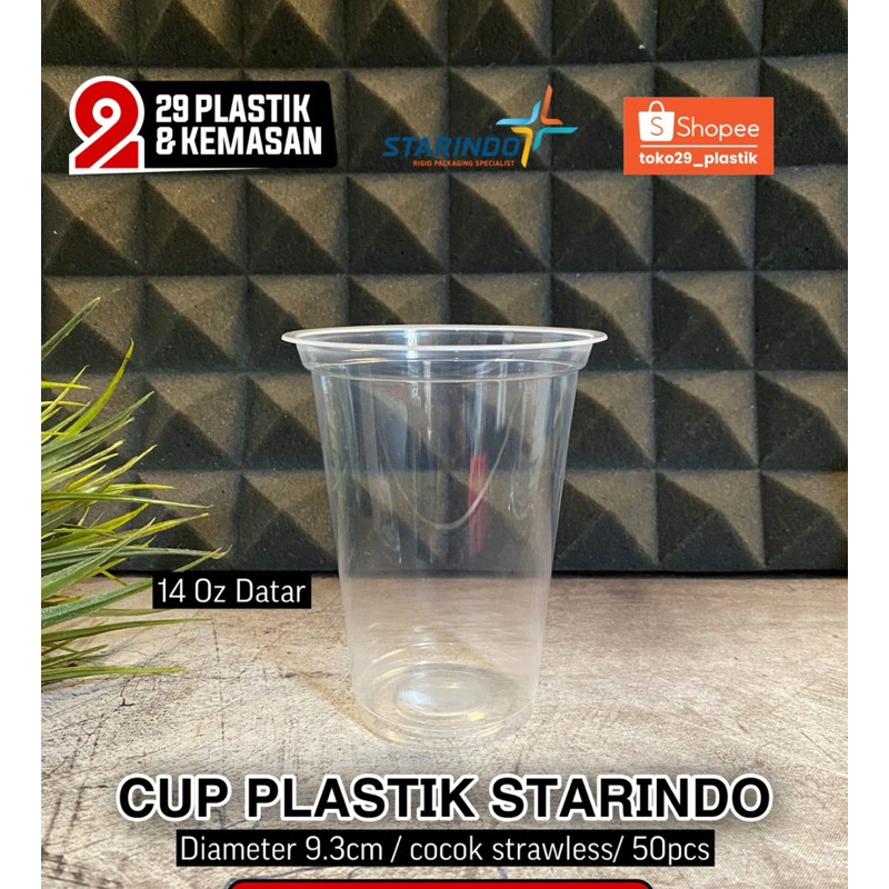 Jual Cup Gelas Plastik Starindo 14 oz Diameter Besar cocok strawless ...