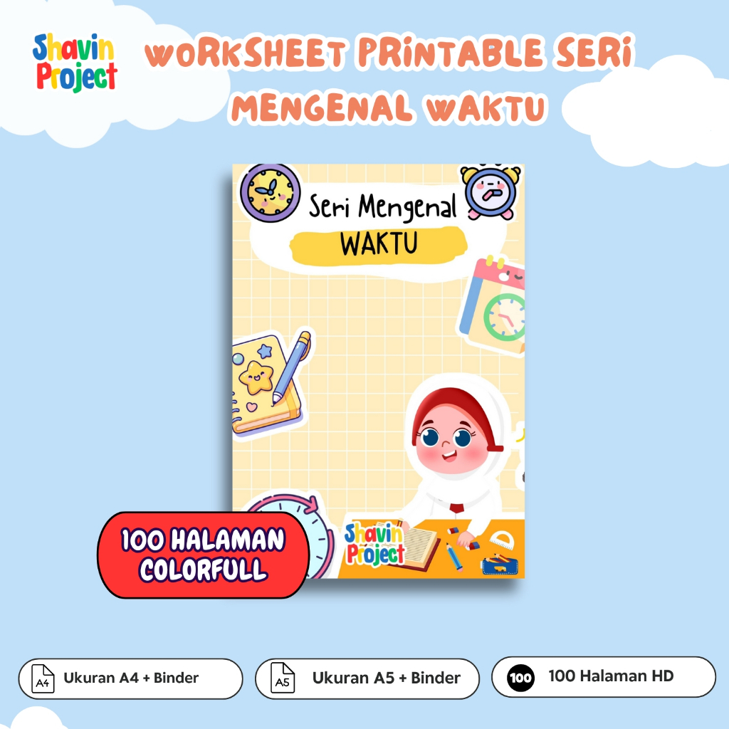 Jual 100 Halaman Printable Worksheet Buku Seri mengenal waktu edukasi ...