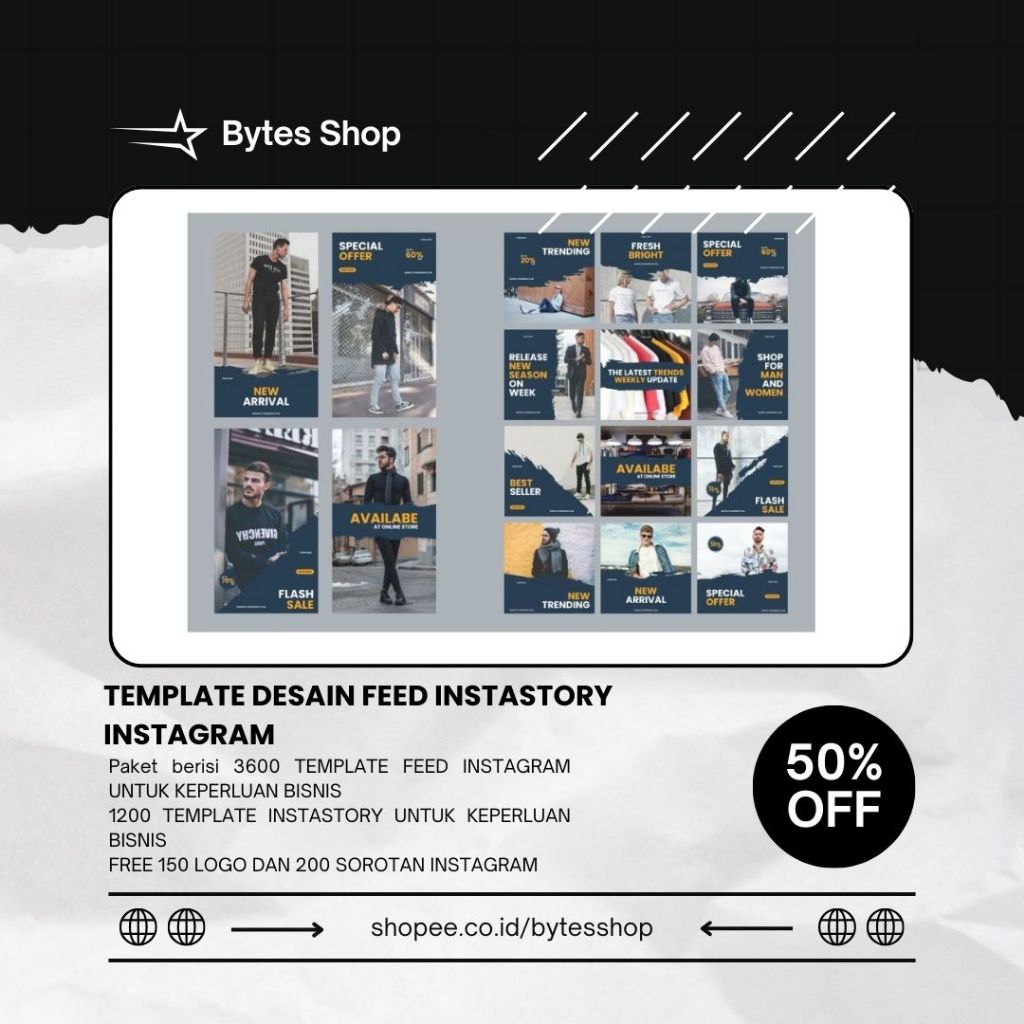 Jual 4800 TEMPLATE DESAIN FEED INSTASTORY INSTAGRAM FREE LOGO SOROTAN ...