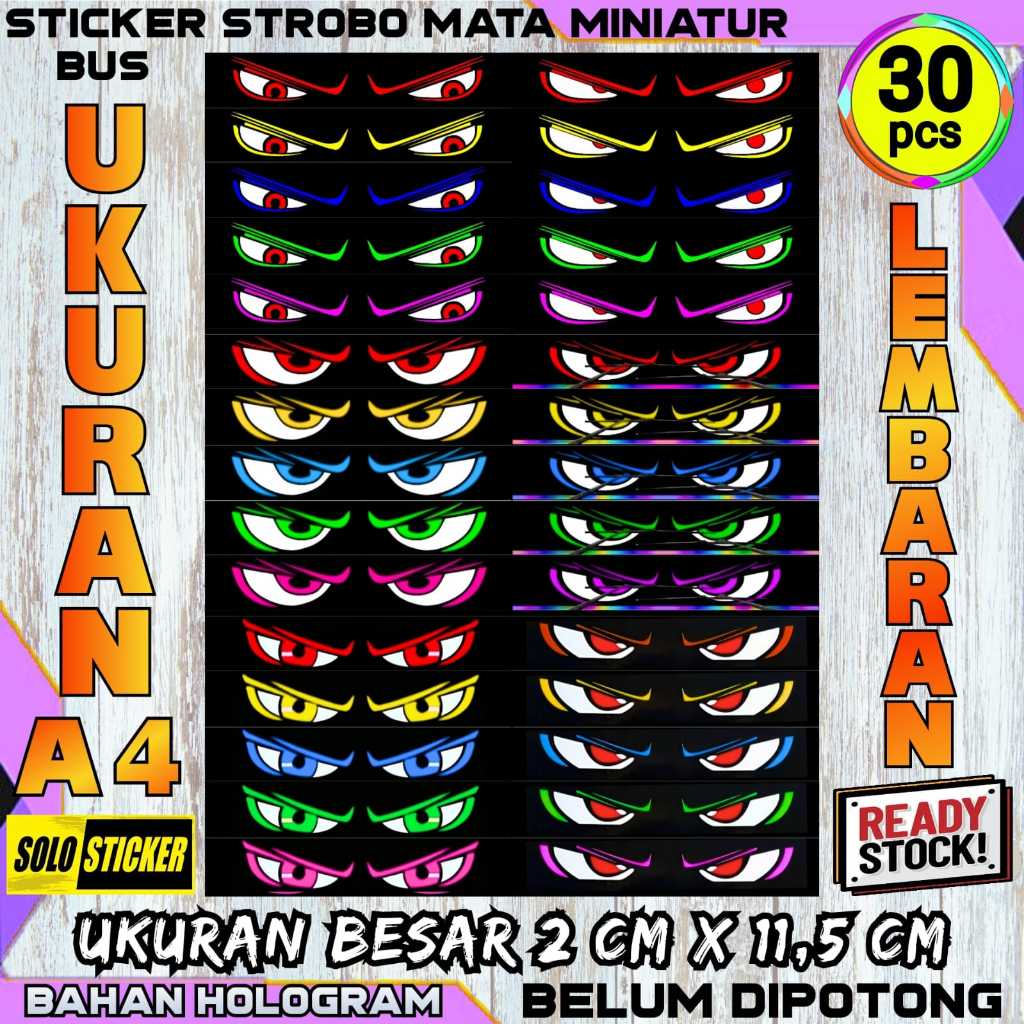 Jual Stiker Strobo Mata Kedip Bus Lembaran Ukuran Besar 2 x 11,5 cm ...